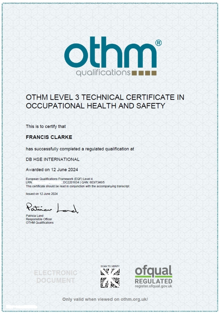 OTHM Level 3 Technical Certificate in Occupational Health and Safety ... OTHM Level 3 Technical Certificate in Occupational Health and Safety ...